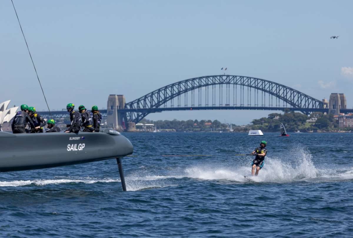 7Sunrise s Mark Beretta Does SailGP World first Water Ski Stunt Mysailing 7Sunrise s Mark Beretta Does SailGP World first Water Ski Stunt Mysailing